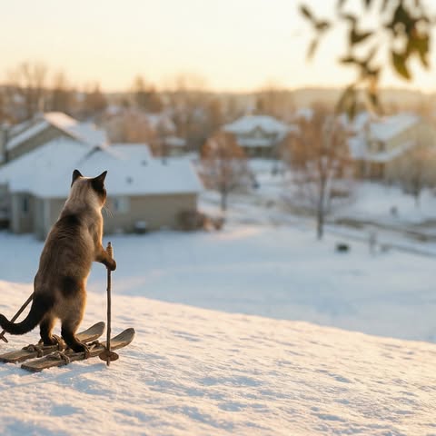 daon__box: Winter Skiing Cat AI Portrait
